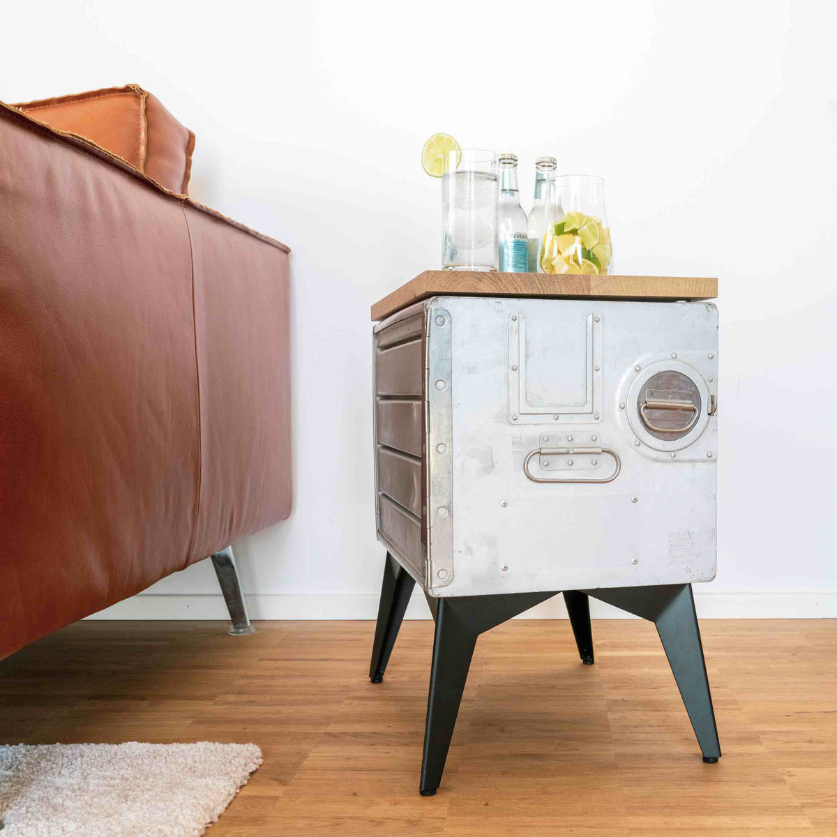 Container Steel Legs Side Table Aircraft Furniture: Board Box Furniture ...